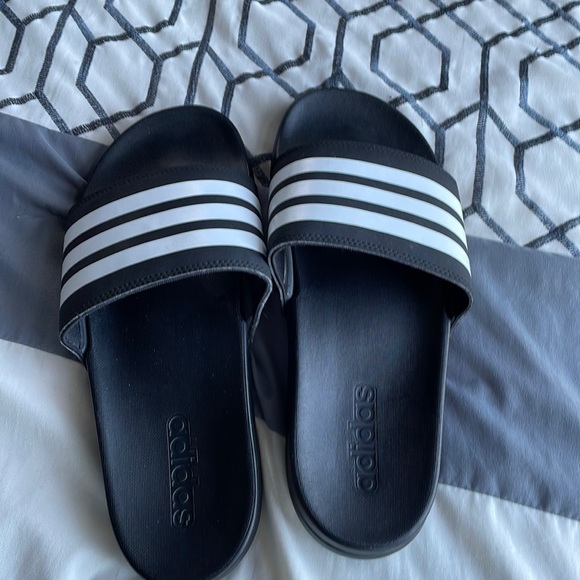adidas | Shoes | Adidas Size 8 Slides Black And White | Poshmark
